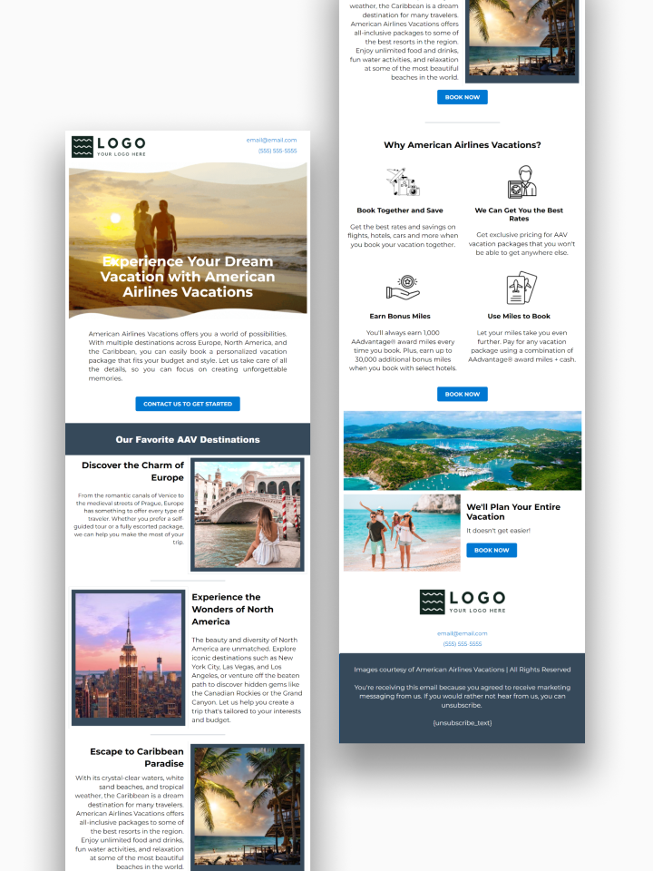 American Airlines Vacations DIY Kit | Marketing Dashboard